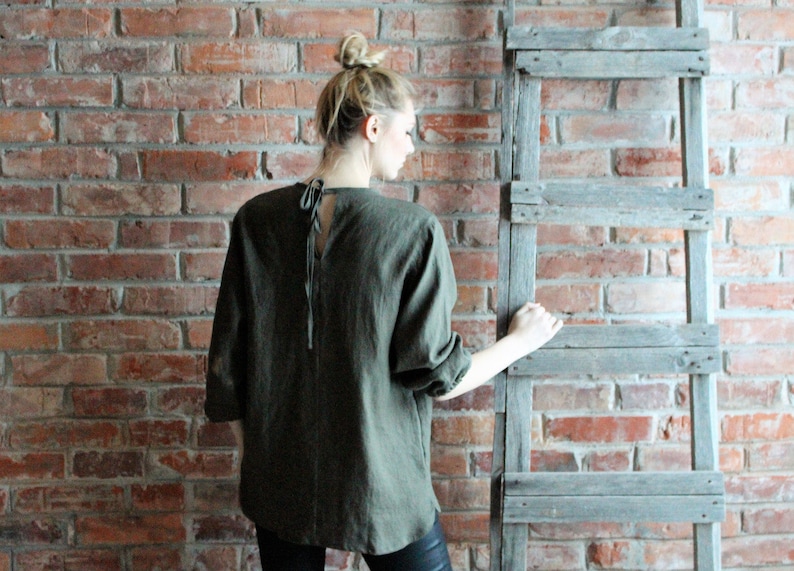 Artist Smock Loose Linen Tunic Oversized Tunic, Linen Tunic Dress ...