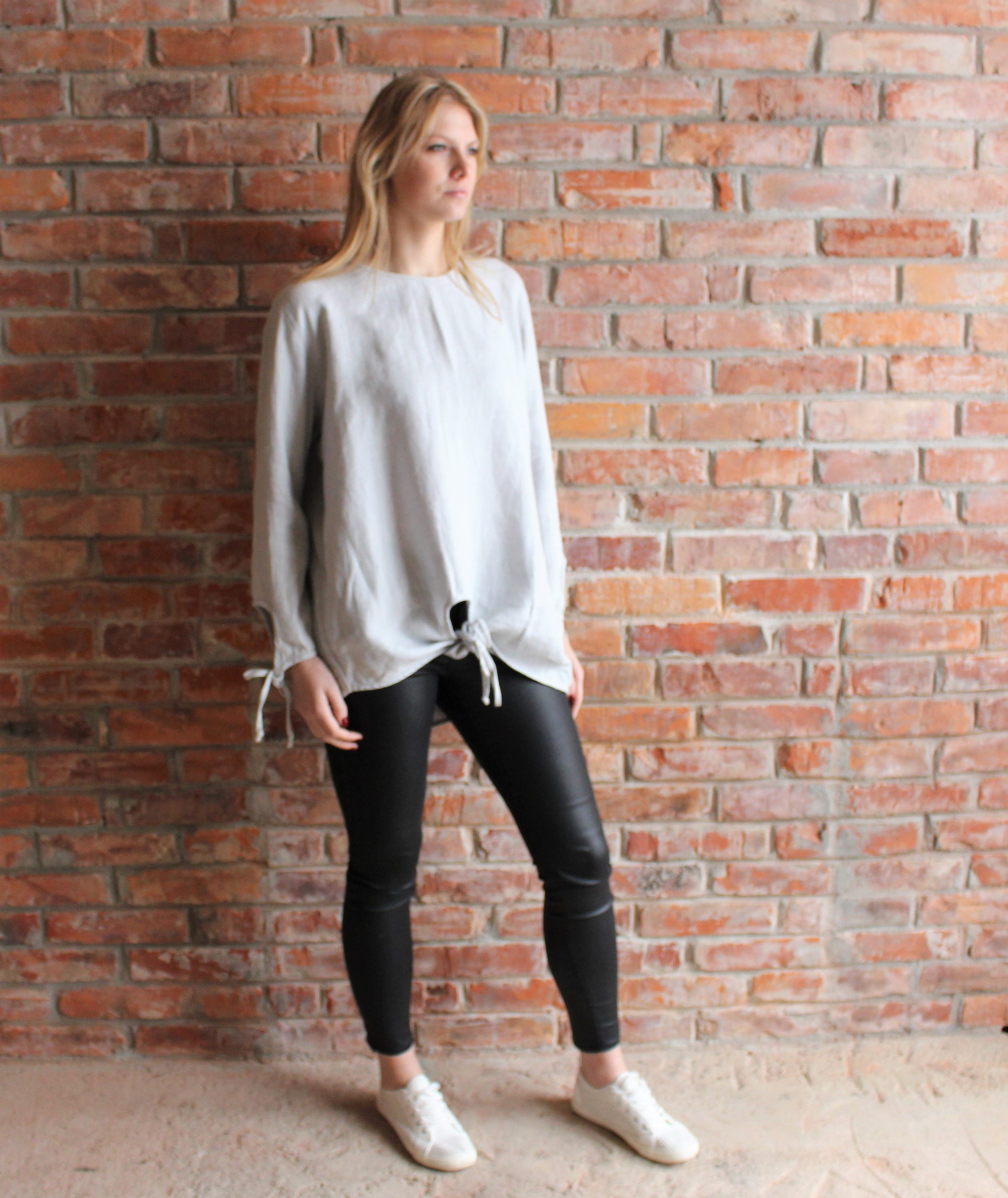 Oversized Tunic, Gray Plus Size Tunic, Tied Linen Tunic Dress, Loose ...