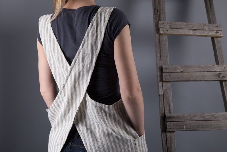 Japanese Apron Linen Artisan Cross Over Apron / Linen Artist - Etsy