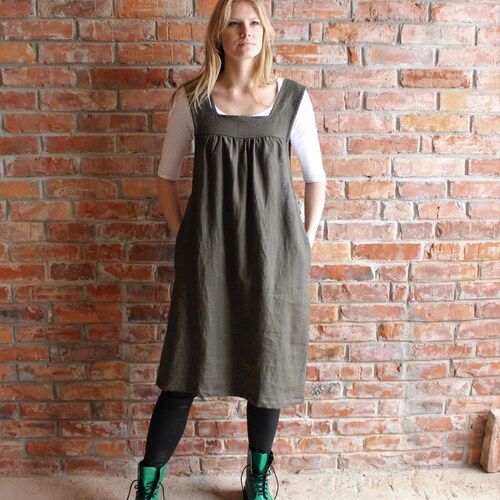 Japanese Apron Linen Smock Linen Tunic Apron Work Dress - Etsy