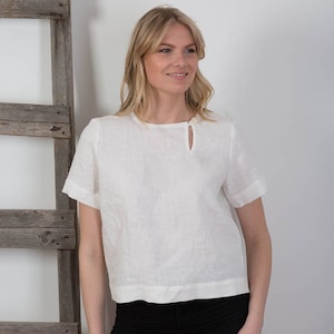 Linen Blouse White Linen Blouse, Handmade Linen Top, Women's Linen ...