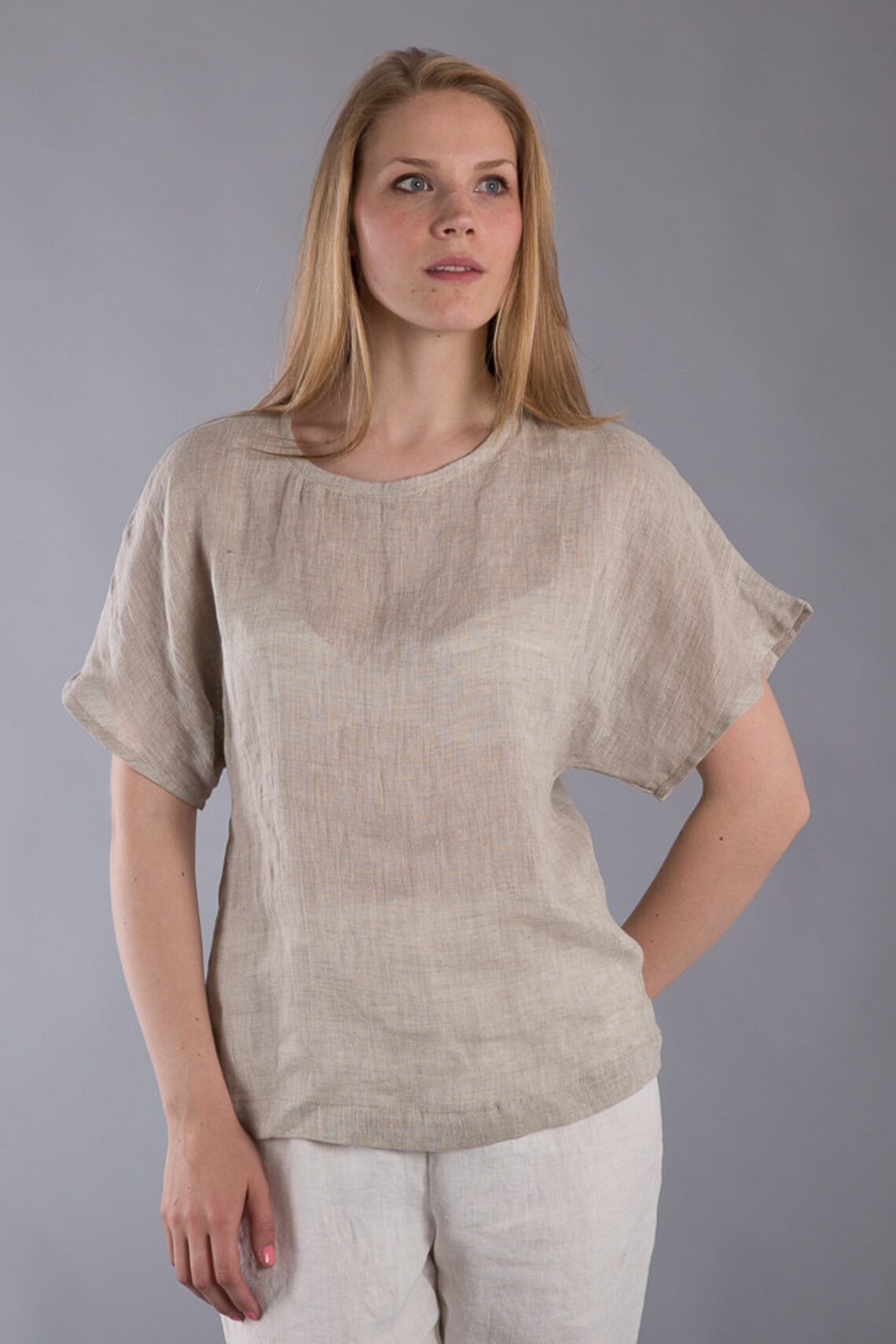 Linen Shirt Loose Linen Blouse / Gray Linen Blouse /washed - Etsy