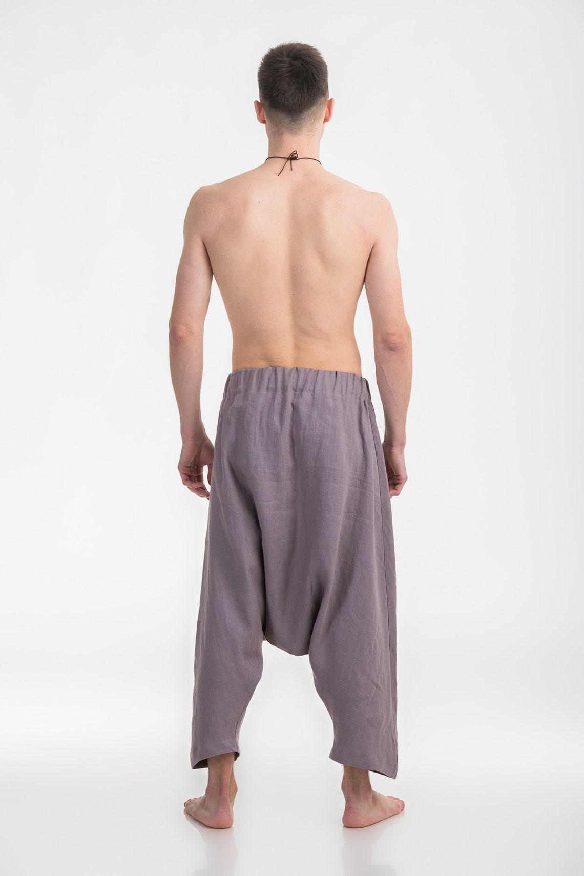Linen Harem Pants Galife Trousers YOGA Wear UNISEX Drop Crotch Trousers ...