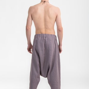 Linen Harem Pants Galife Trousers YOGA Wear UNISEX Drop Crotch Trousers ...