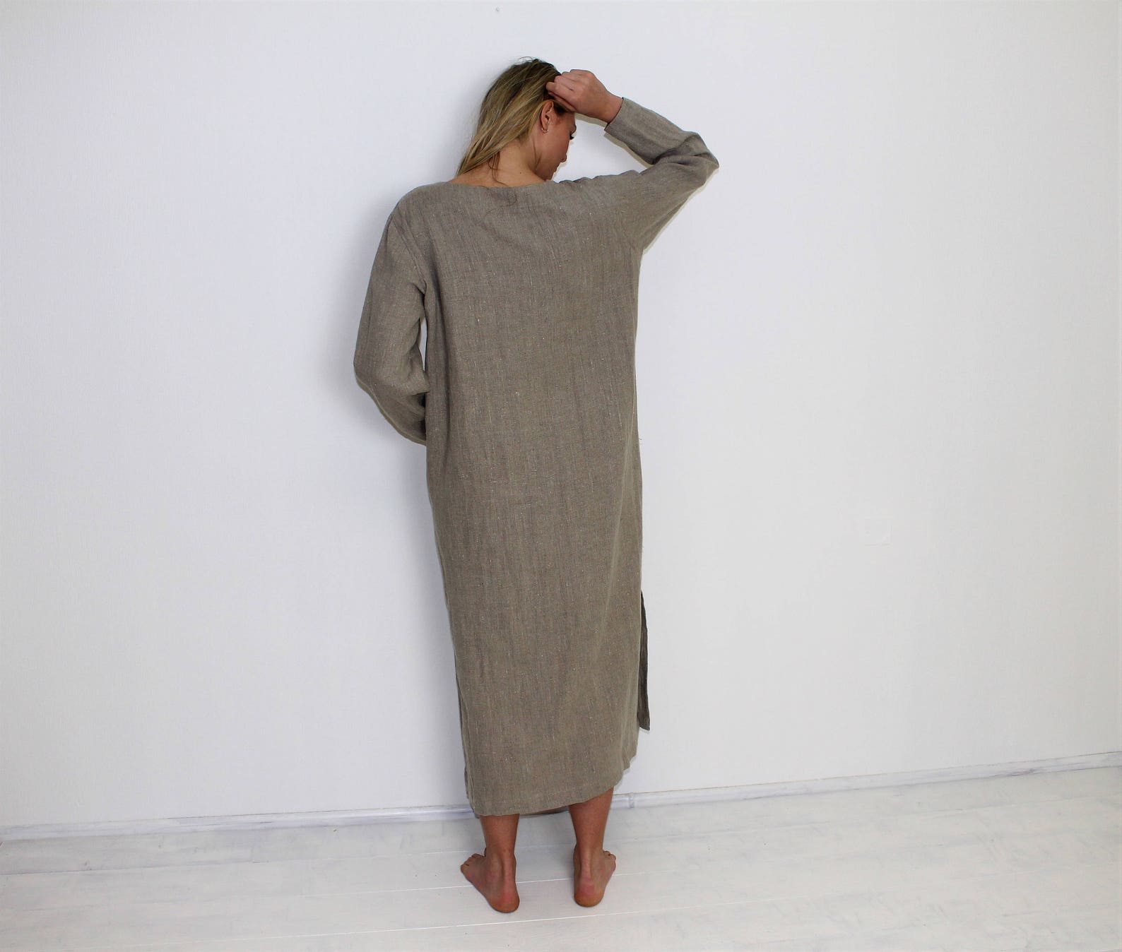 Linen Kaftan Womens Long Linen Robe Washed Linen Caftan Long | Etsy