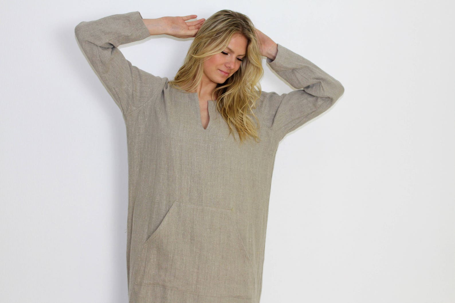 Linen Kaftan Womens Long Linen Robe Washed Linen Caftan Long | Etsy