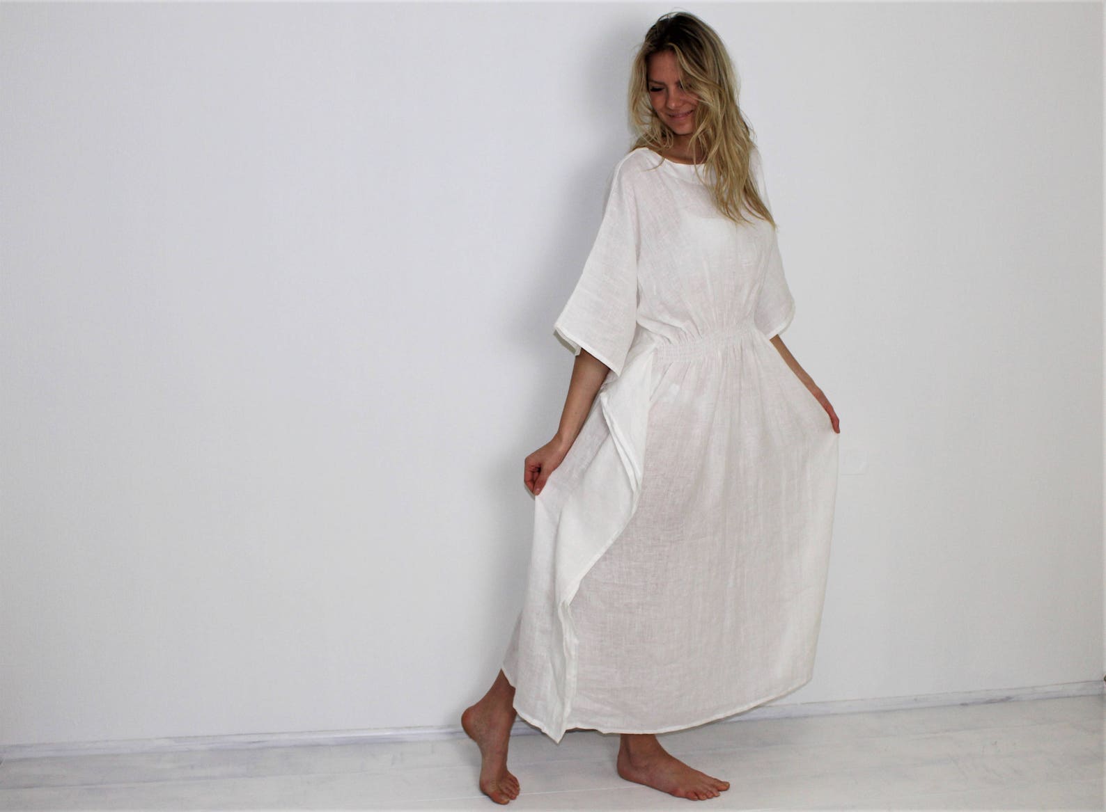Linen Caftan Womens Linen Smock /linen Leasurewear / Linen Kaftan ...