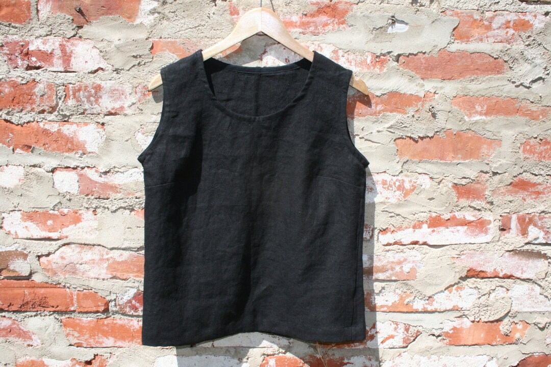 Linen Tank Top / Handmade Linen Tank Top / Charcoal Gray Linen Top ...