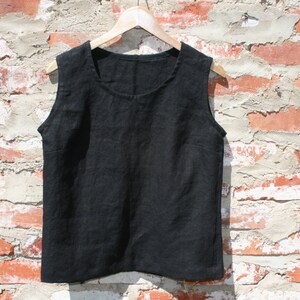 Linen Tank Top / Handmade Linen Tank Top / Charcoal Gray Linen Top ...