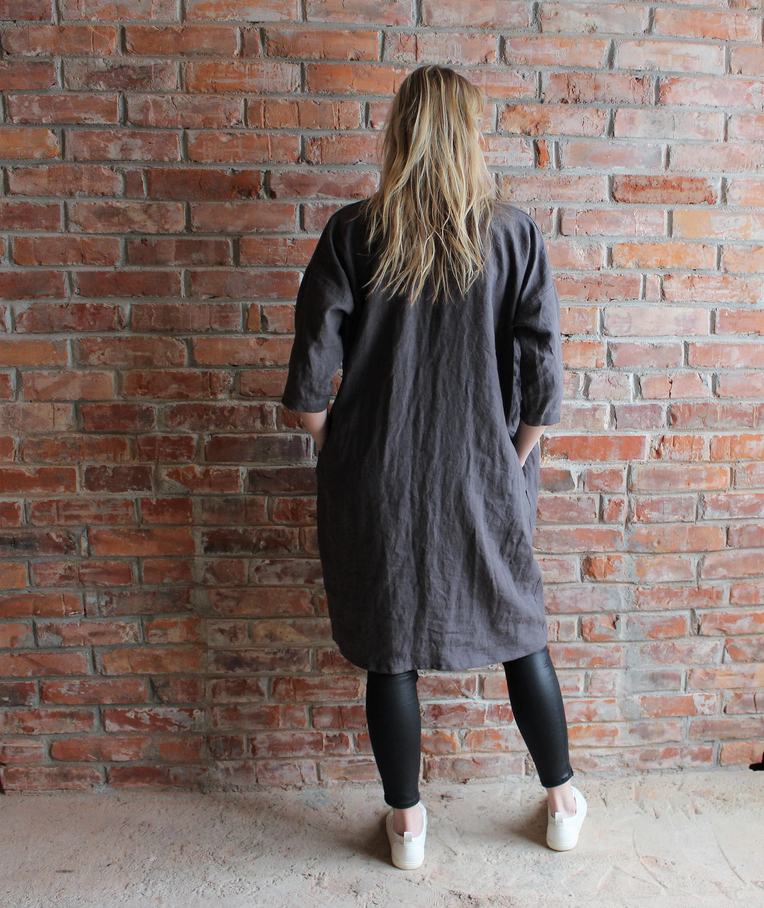 Linen Tunic,charcoal Gray Plus Size Tunic, Oversized Linen Tunic Dress ...