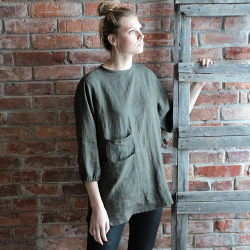 Artist Smock Loose Linen Tunic Oversized Tunic Linen Tunic | Etsy