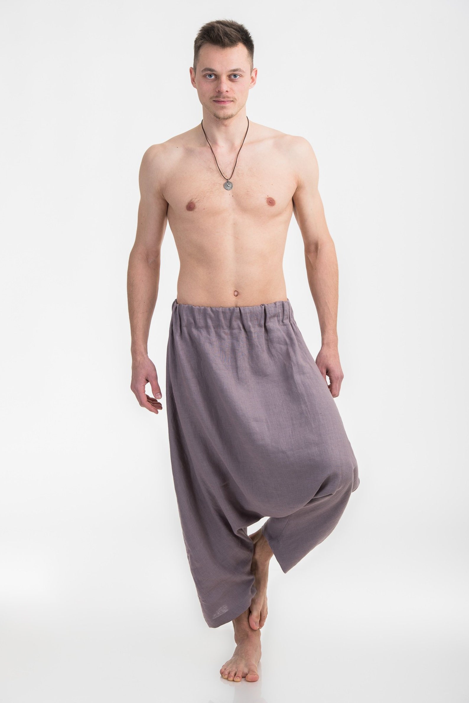 Linen Harem Pants Galife Trousers YOGA Wear UNISEX Drop Crotch Trousers ...