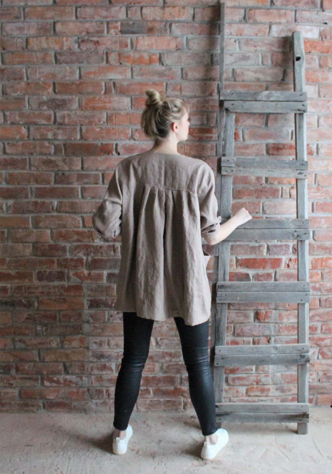 Linen Smock Artist Smock Cappuchino Brown Loose Linen Tunic Oversized ...