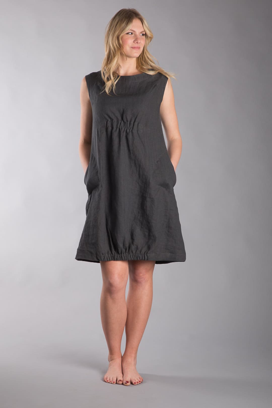Linen Jumper Dress, Loose Linen Dress , Linen Tunic , Linen Sleeveless ...