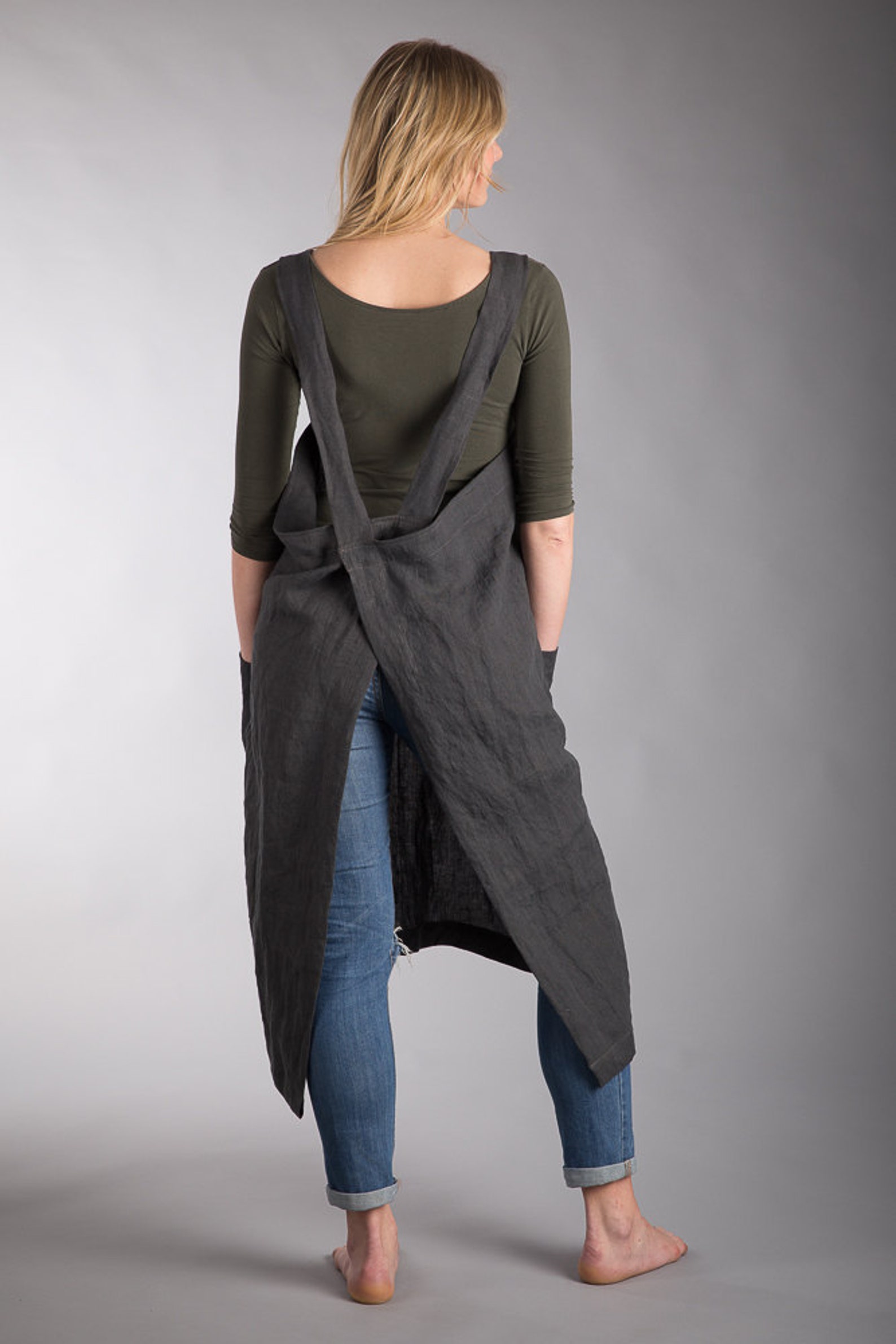 Japanese Linen Apron Linen Artisan Cross Over Apron Washed - Etsy