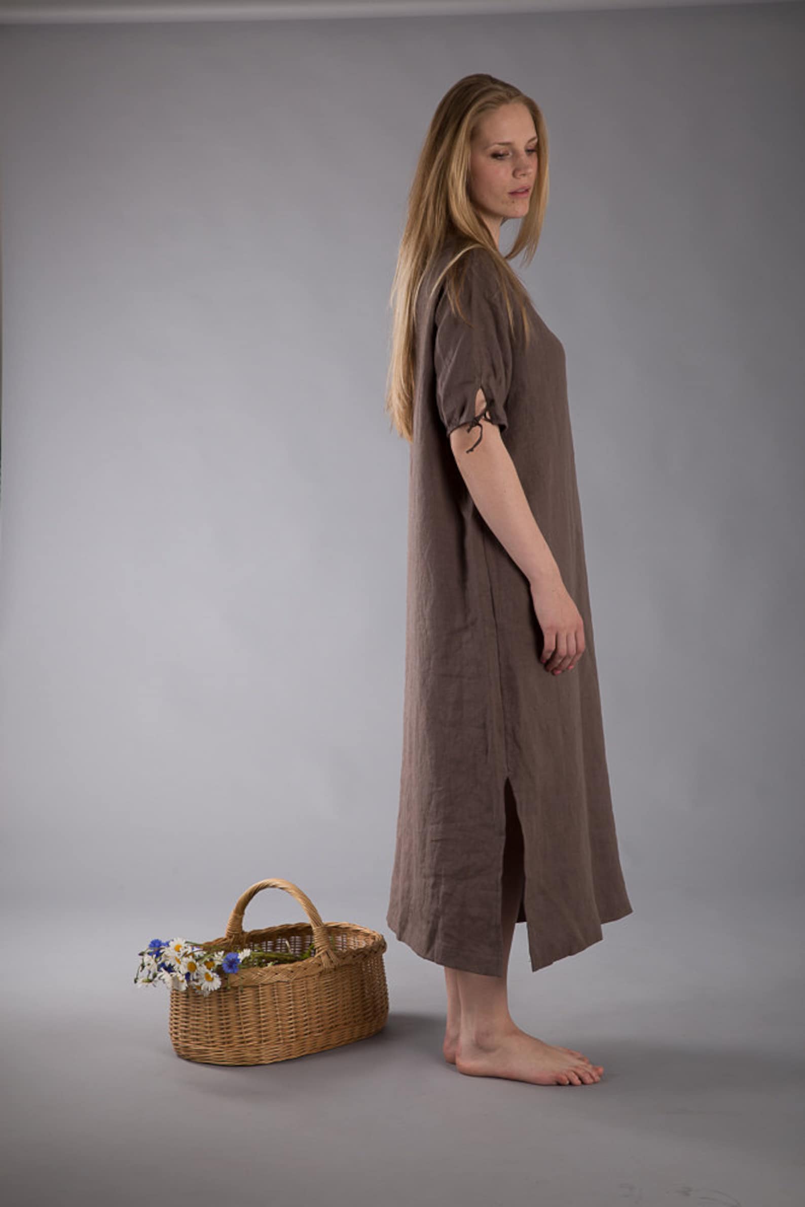 Long LinenTunic Womens Linen Caftan Washed Linen Summer | Etsy