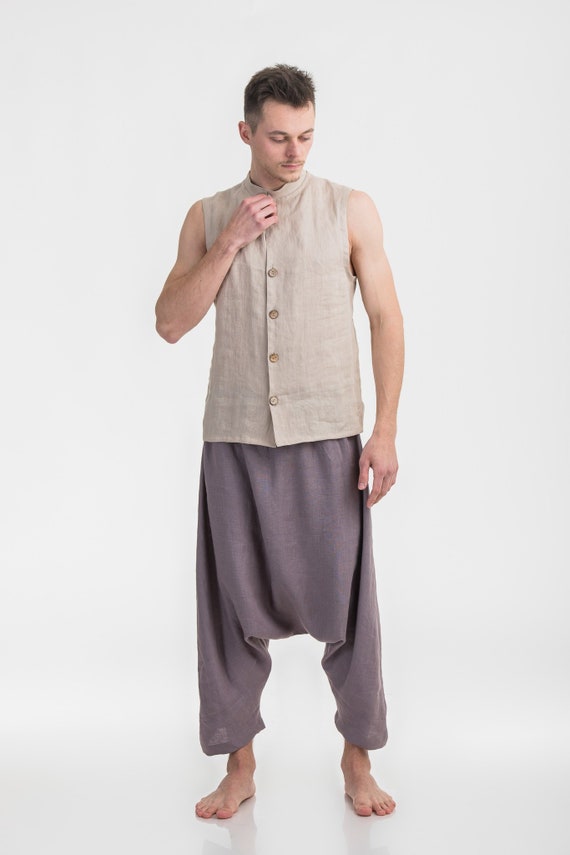 Linen Harem Pants Galife trousers YOGA wear UNISEX drop crotch | Etsy