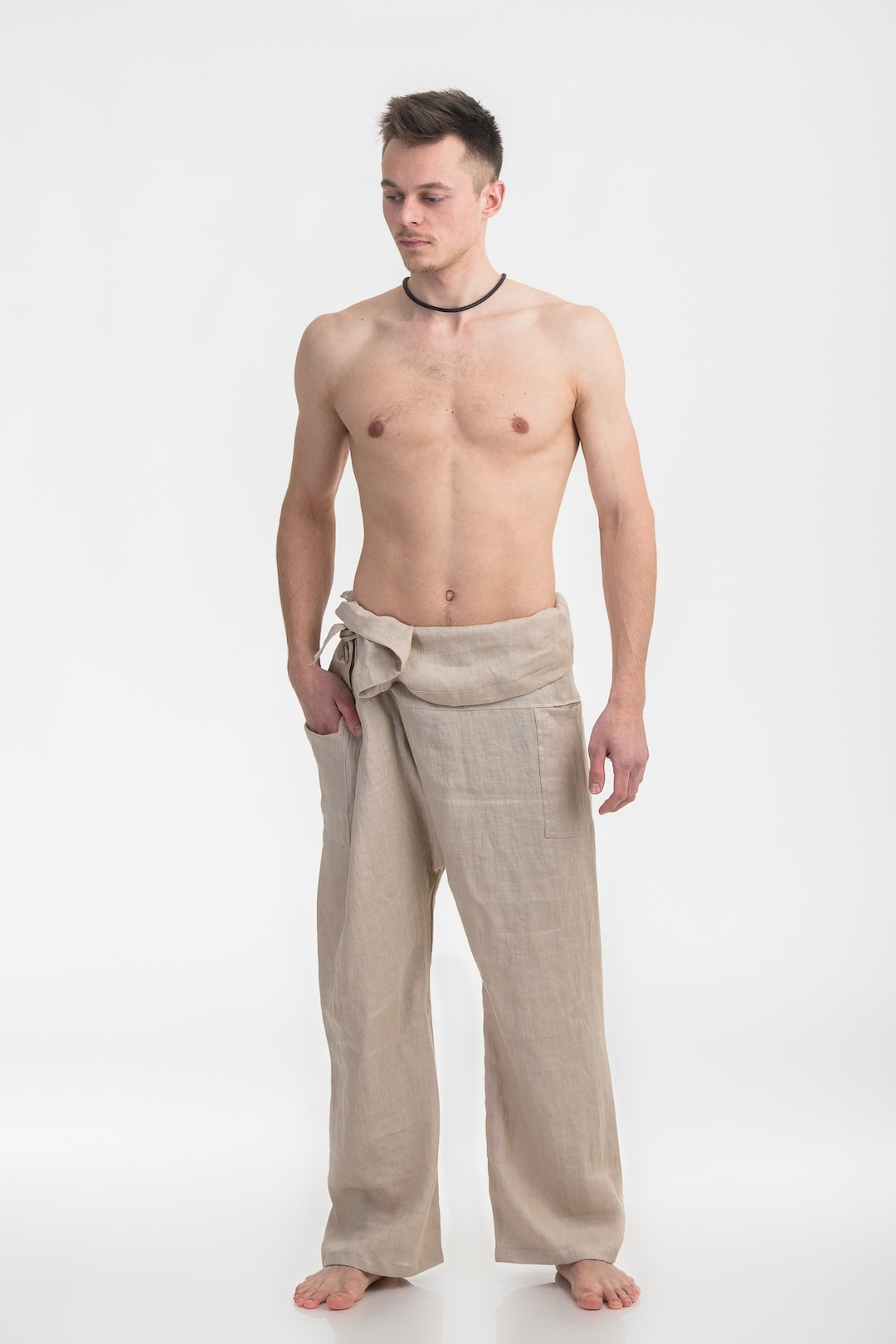 Loose Linen Wrap Pants Natural Linen Thai Fishermen Pants Tie Pants ...