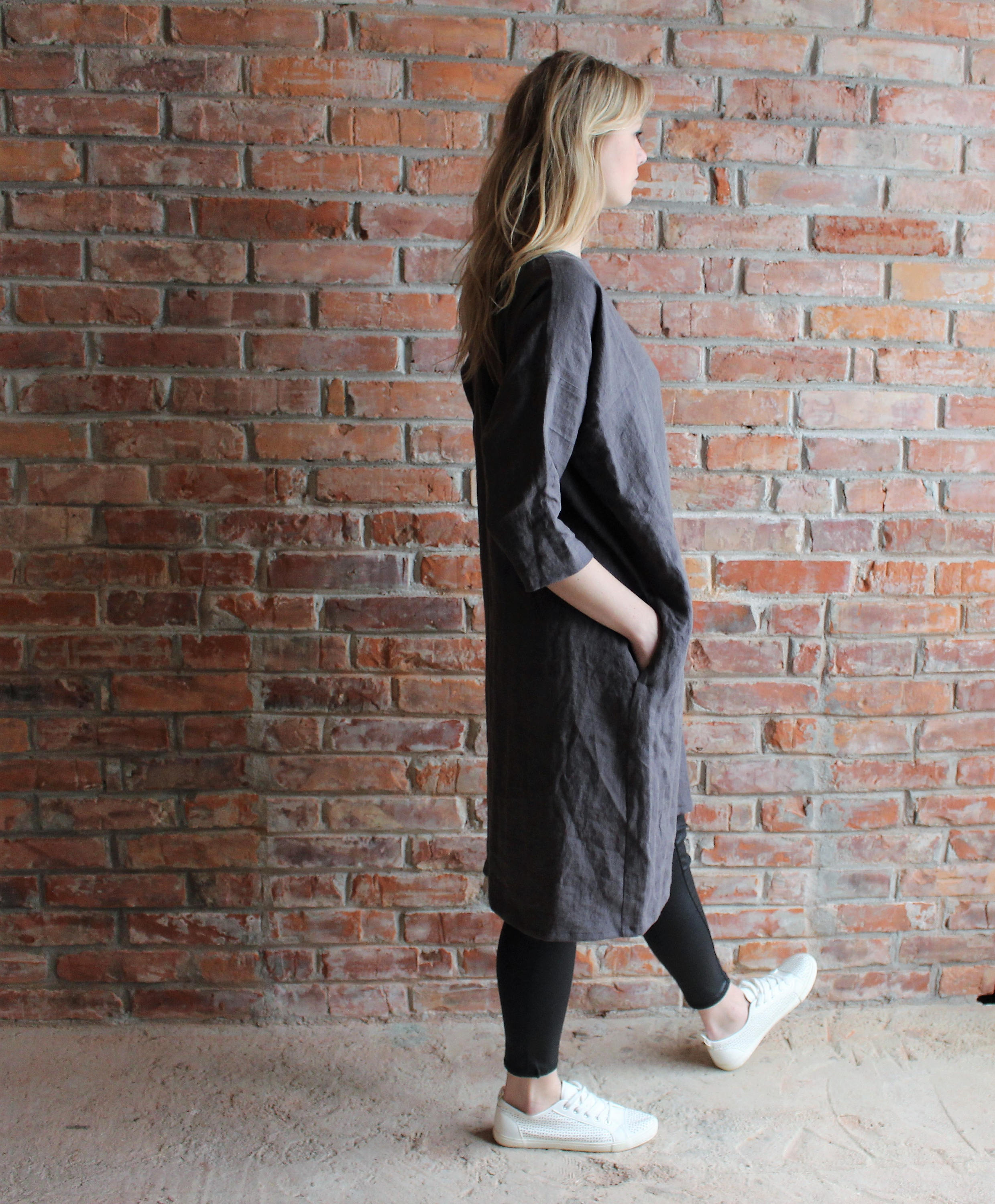 Linen Tunic Dress , Oversized Tunic,charcoal Gray Plus Size Tunic ...