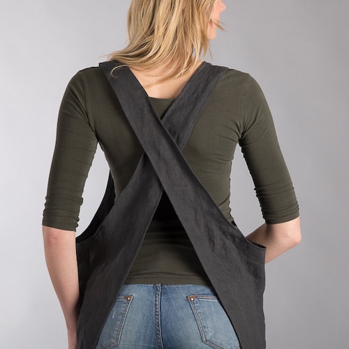 Japanese Apron / Linen Smock Dress / Washed Linen Summer - Etsy