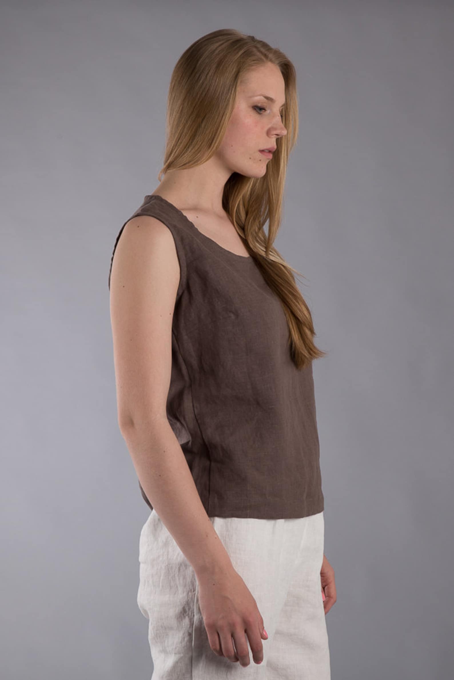 Linen Tank Top / Handmade Linen Tank Top / Washed Linen Top / | Etsy
