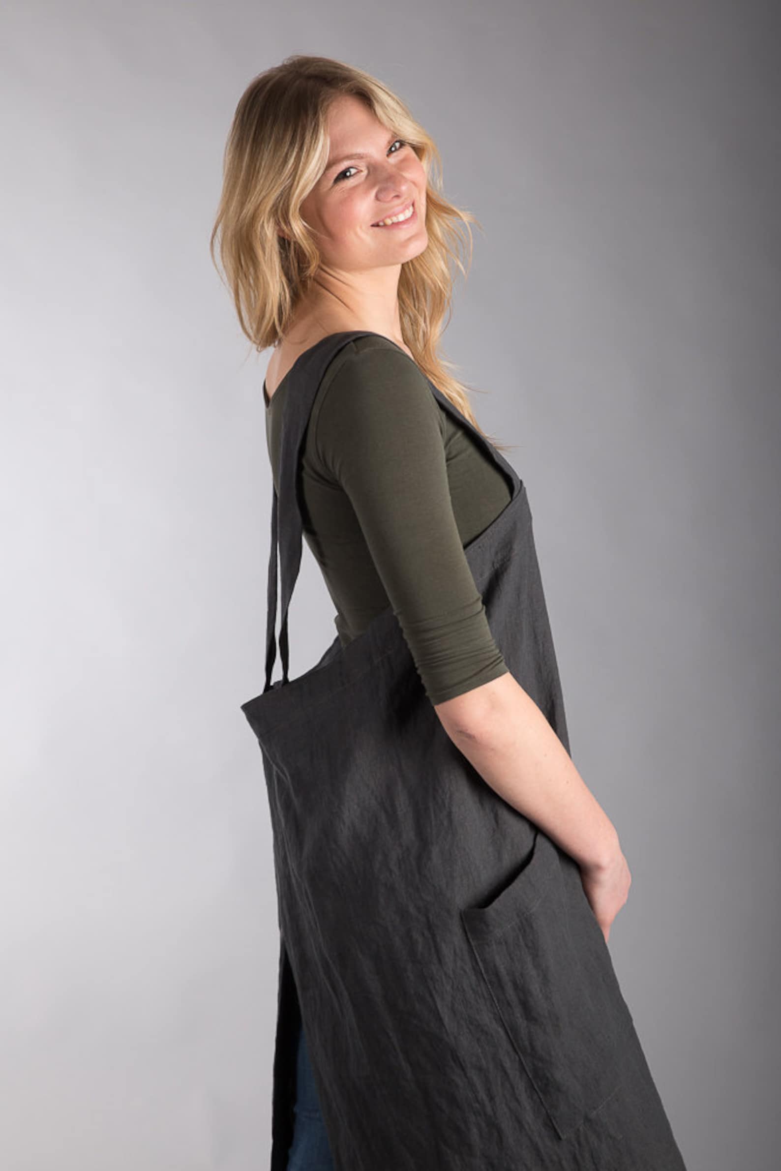 Japanese Linen Apron Linen Artisan Cross Over Apron Washed | Etsy