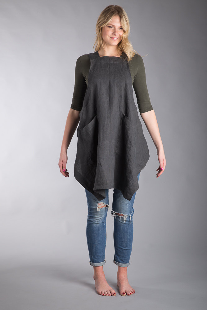 Japanese Apron Linen Aprons Linen Smock Washed Linen Summer - Etsy