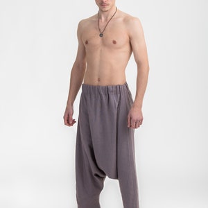 Linen Harem Pants Galife Trousers YOGA Wear UNISEX Drop Crotch Trousers ...