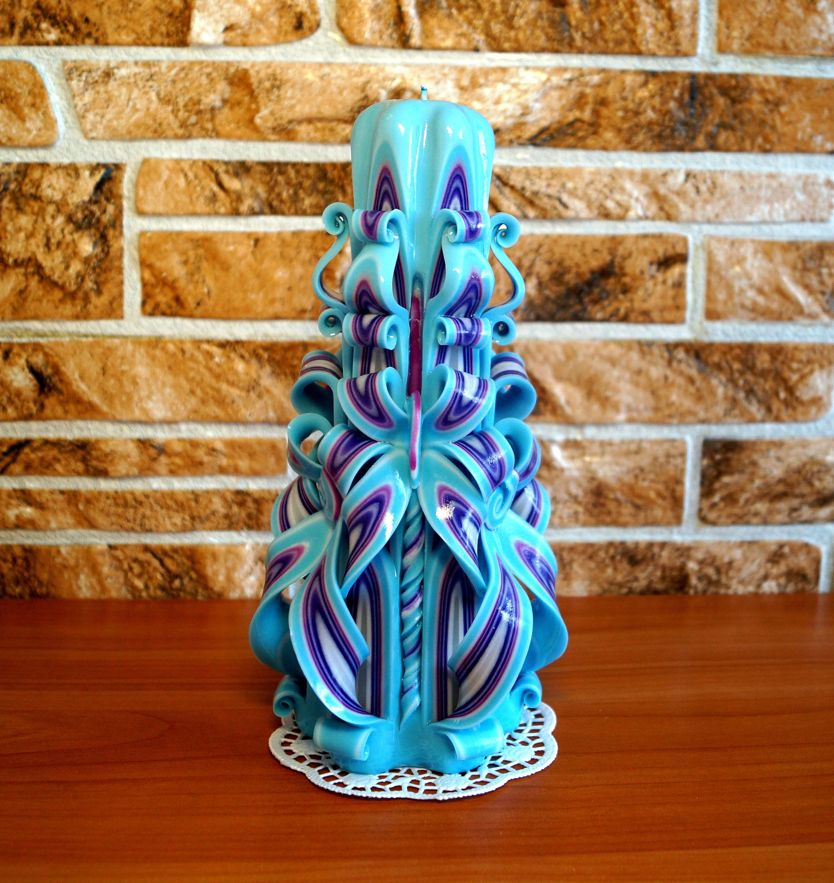 Unique candles blue candles Unique candle gift Home decor | Etsy