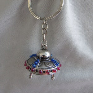 UFO Metal Flying Saucer Space Ship Open up Keychain Red Bead - Etsy