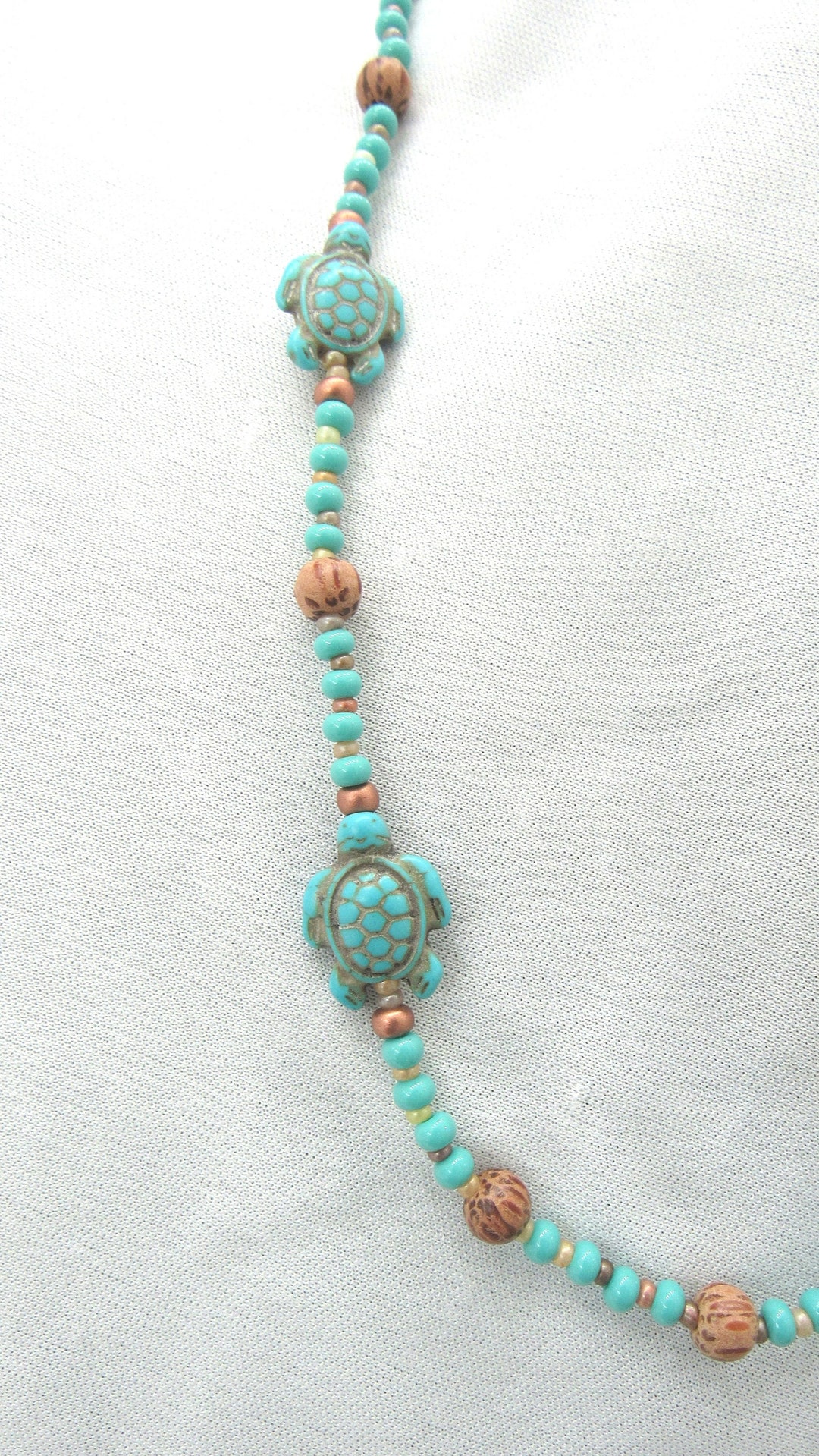 Stone Sea Turtle Turquoise Colored Beaded Necklace Earring Set - Etsy
