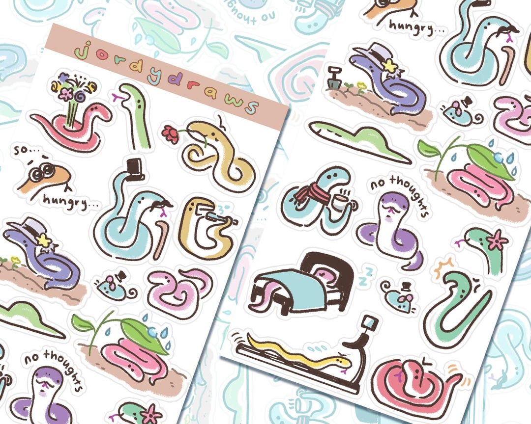 Silly Snakes Sticker Sheet - Etsy