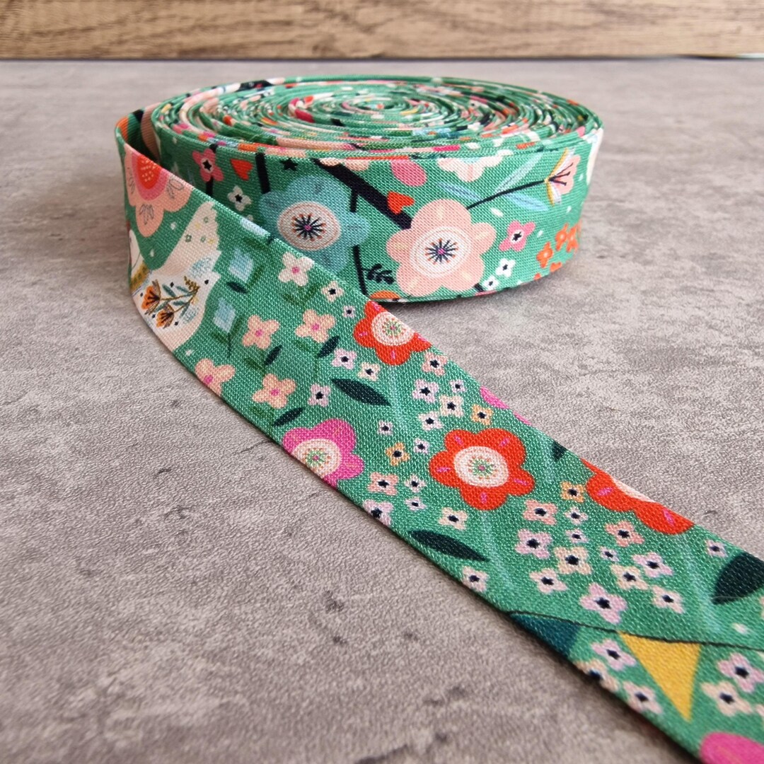 Handmade Floral Bias Binding Tape – Cotton Trim - Green Dashwood Fabric ...
