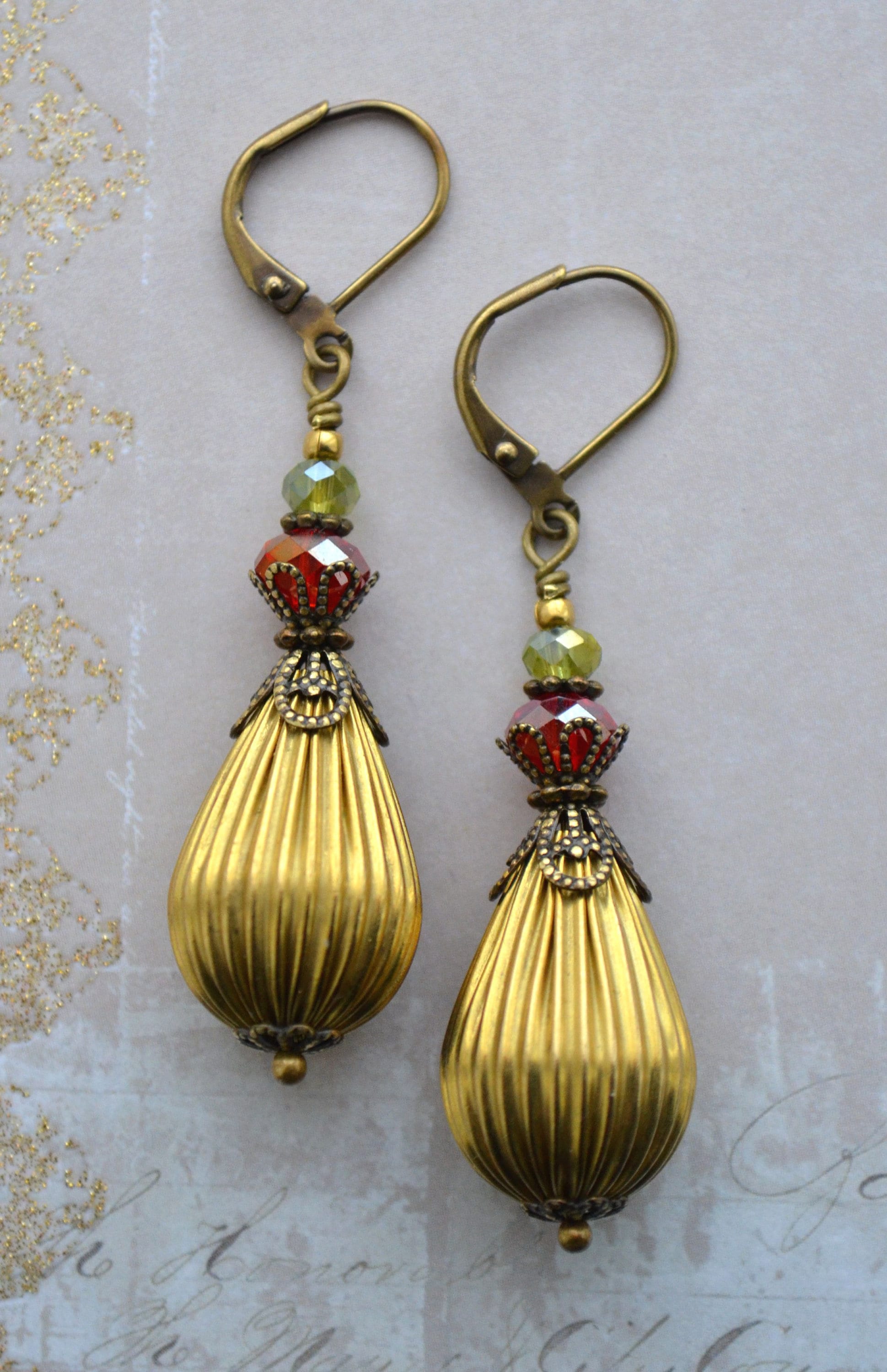 Victorian Edwardian Earrings Antique Gold Brass Earrings | Etsy