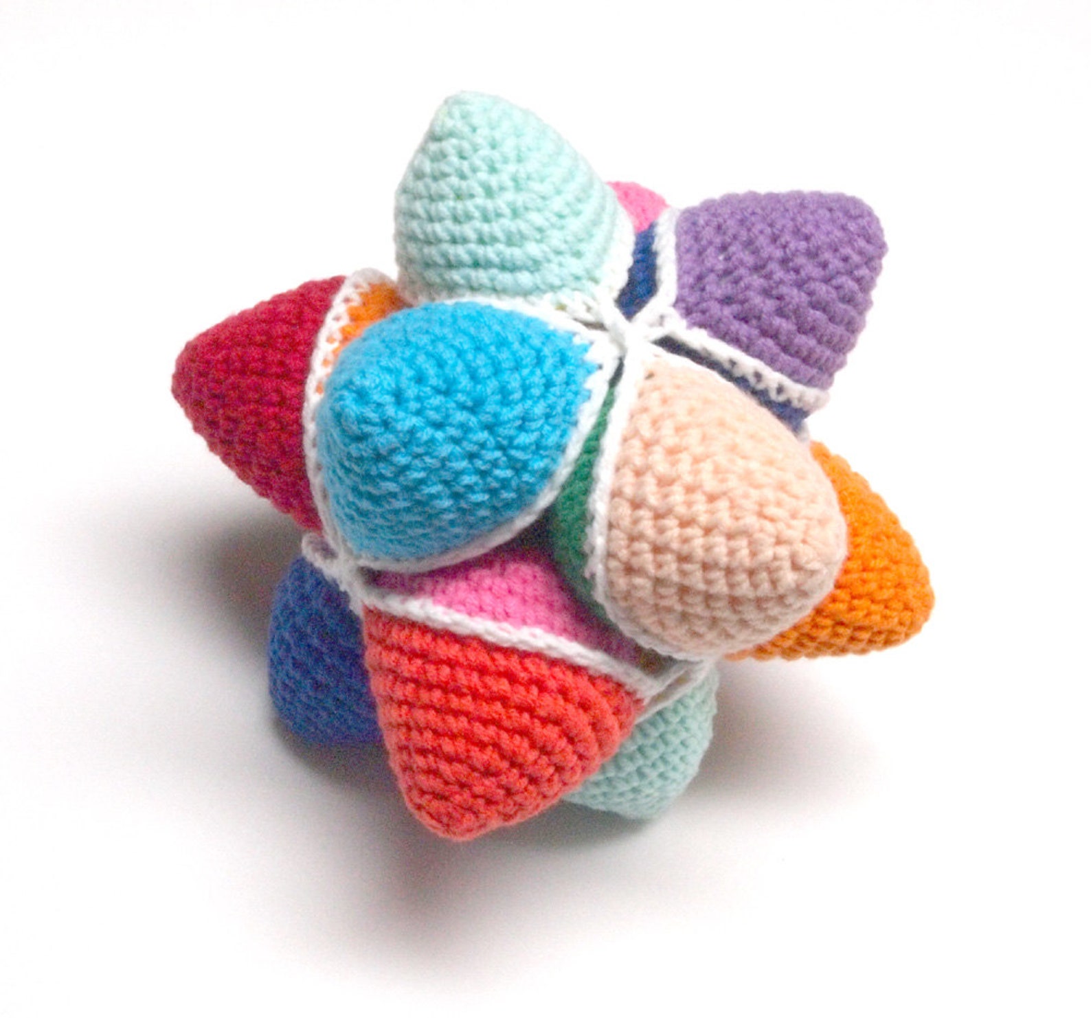 Crochet Rattle Star Toys Amish Puzzle Ball for Baby Soft Knitting ...