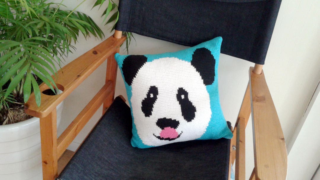 PDF Digital Download Giant Panda Pillow,turquoise Blue Panda Cushion ...