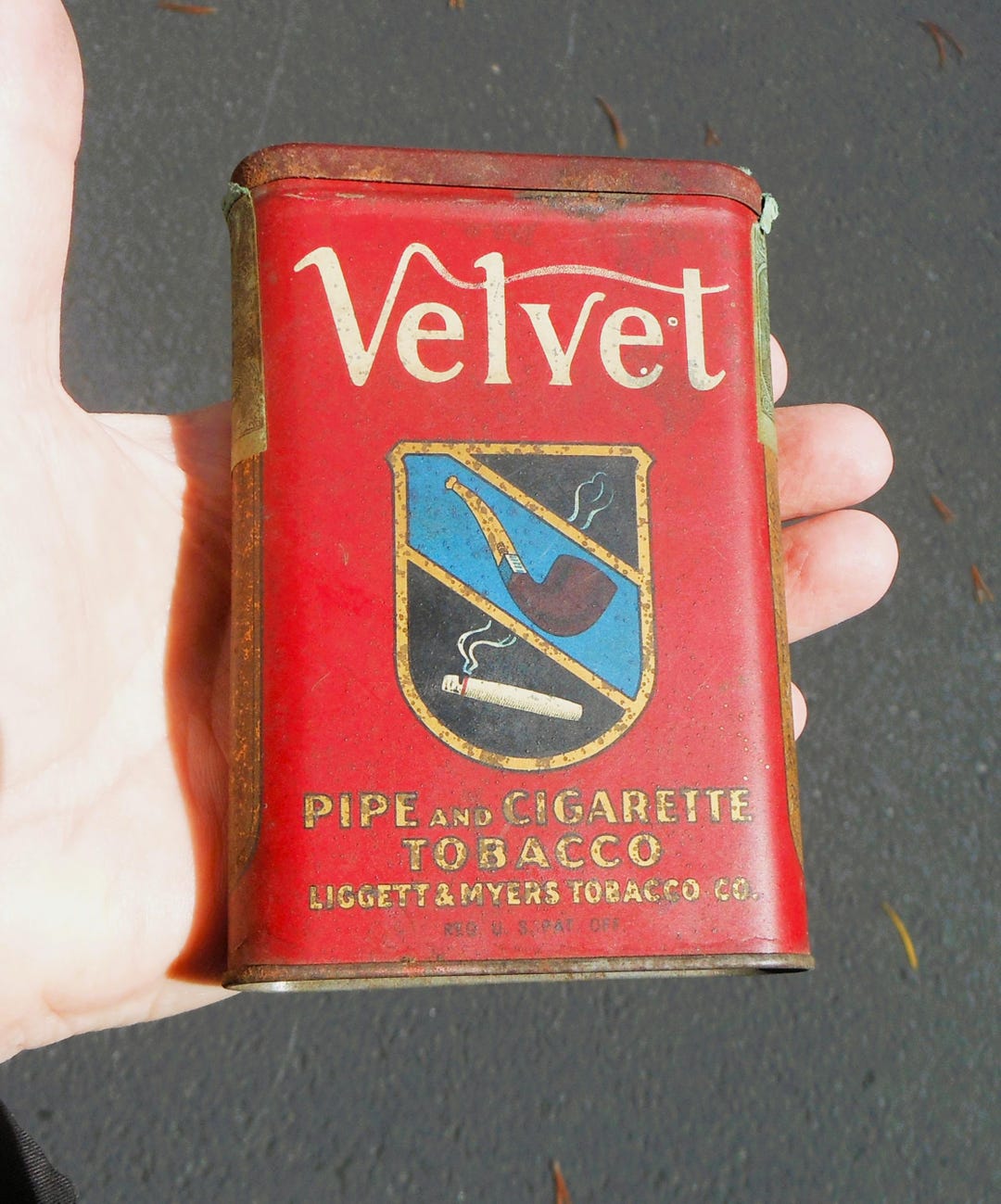 1920's Velvet Pipe & Cigarette Tobacco Tin With Near Full Stamp ...