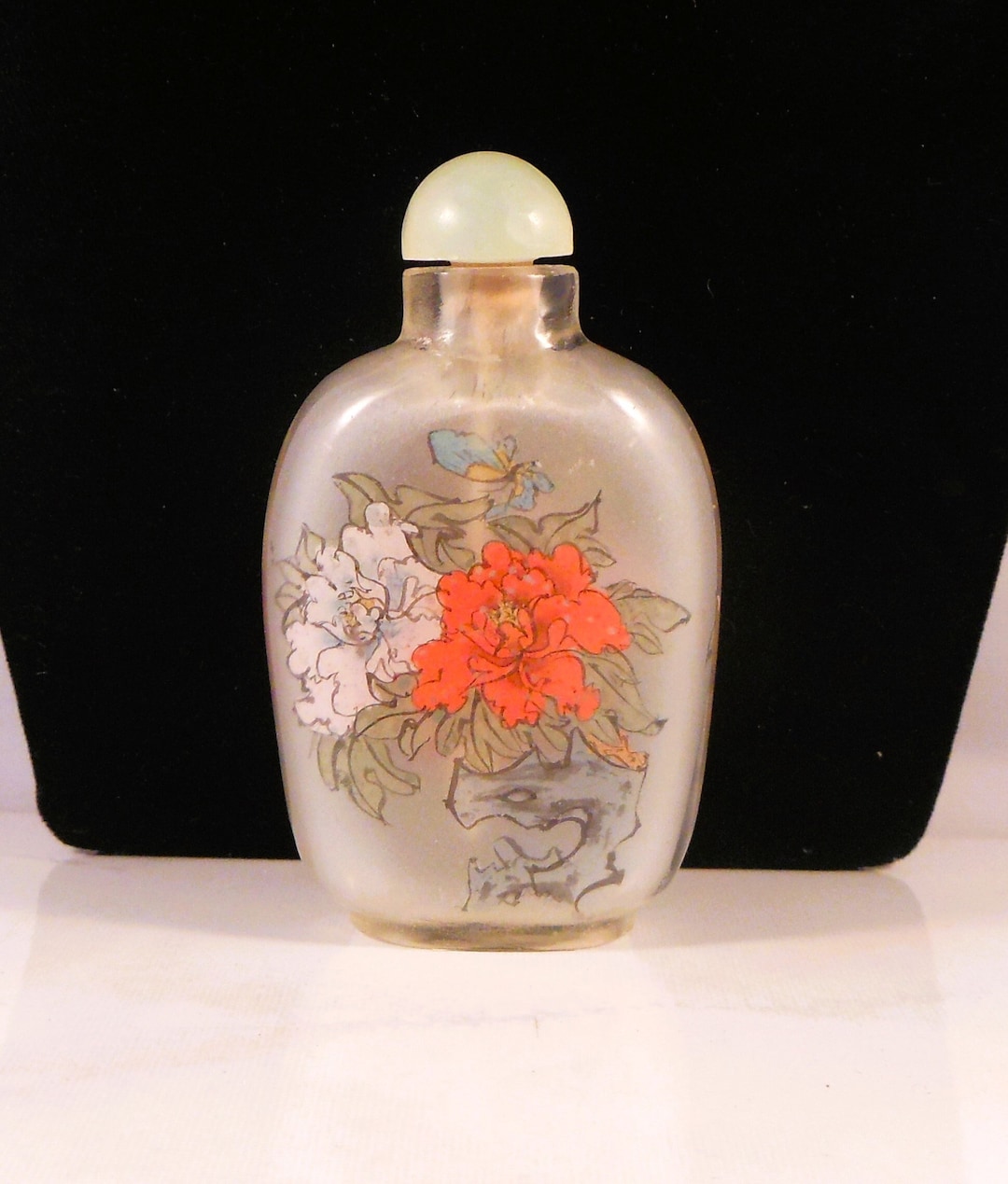 Chinese Reverse Painted Snuff Bottle Frosted Thick Glass Hand Painted ...