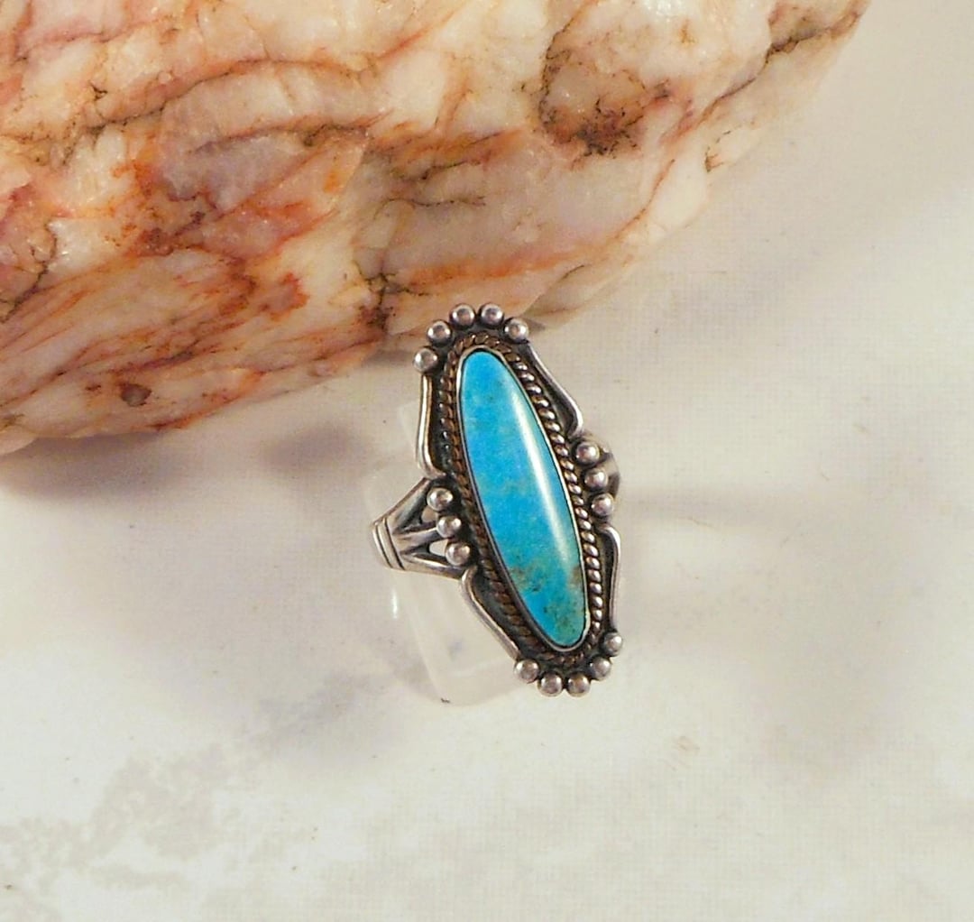 Vintage BELL TRADING POST Ring Sterling Silver With Turquoise Size 7 1/ ...