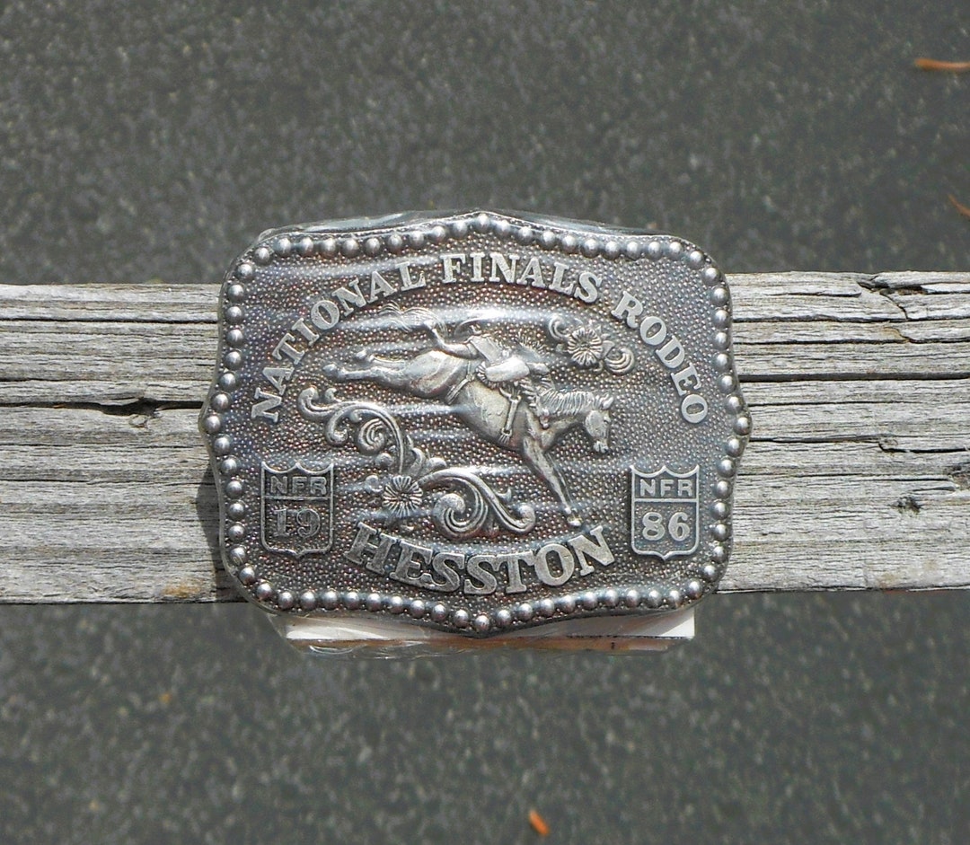1986 Hesston Rodeo Belt Buckle Miniature or Junior Size National Finals ...