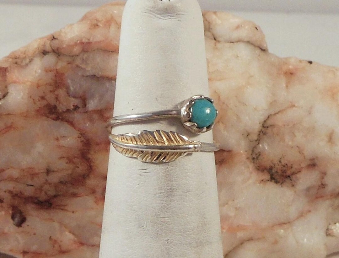 Sterling Silver Turquoise Wrap Ring Adjustable Size 4 1/2 - Great Pinky ...