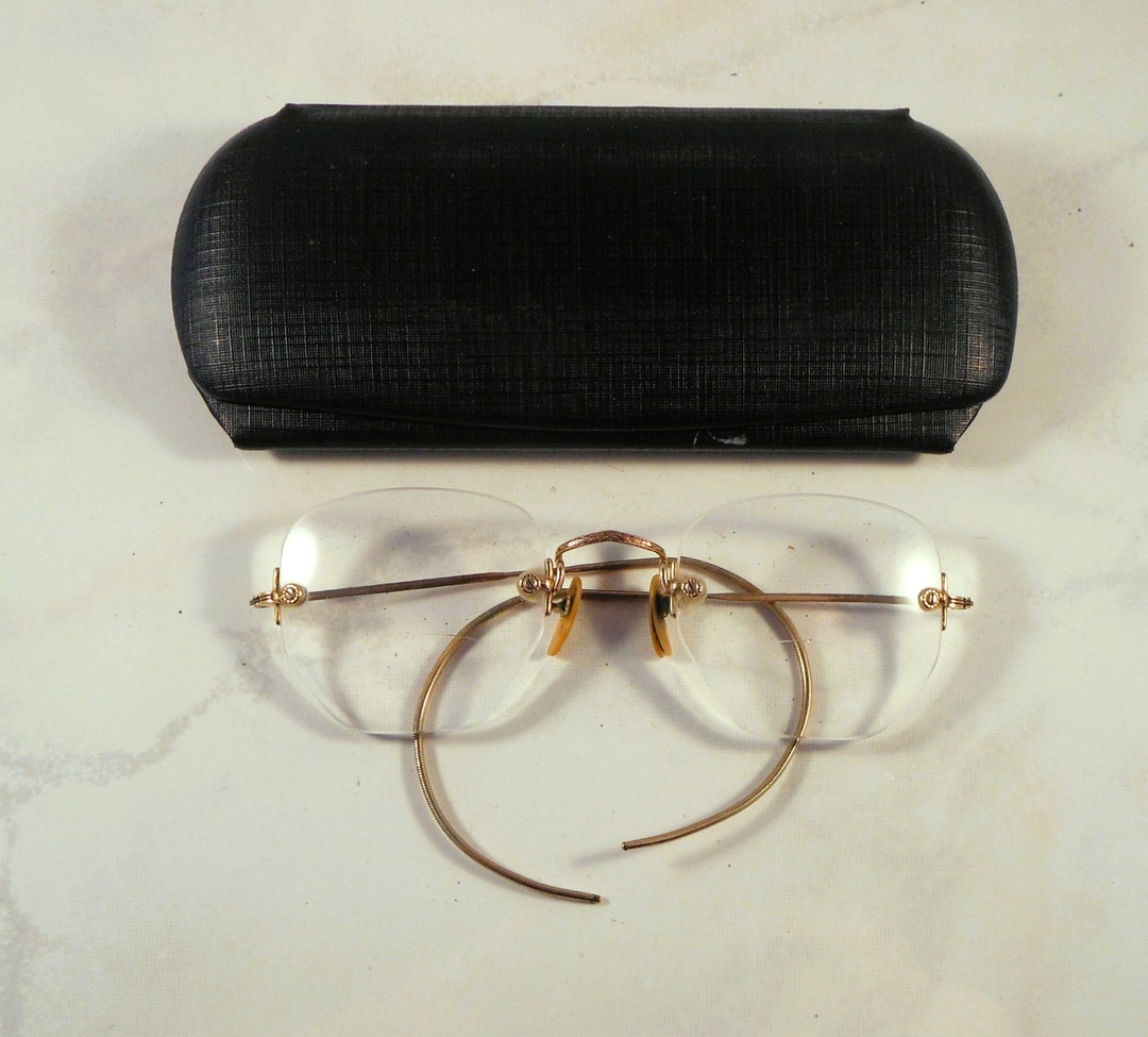 Vintage Shuron 12K Gold Filled Rimless Frames With Hard Case Smaller ...