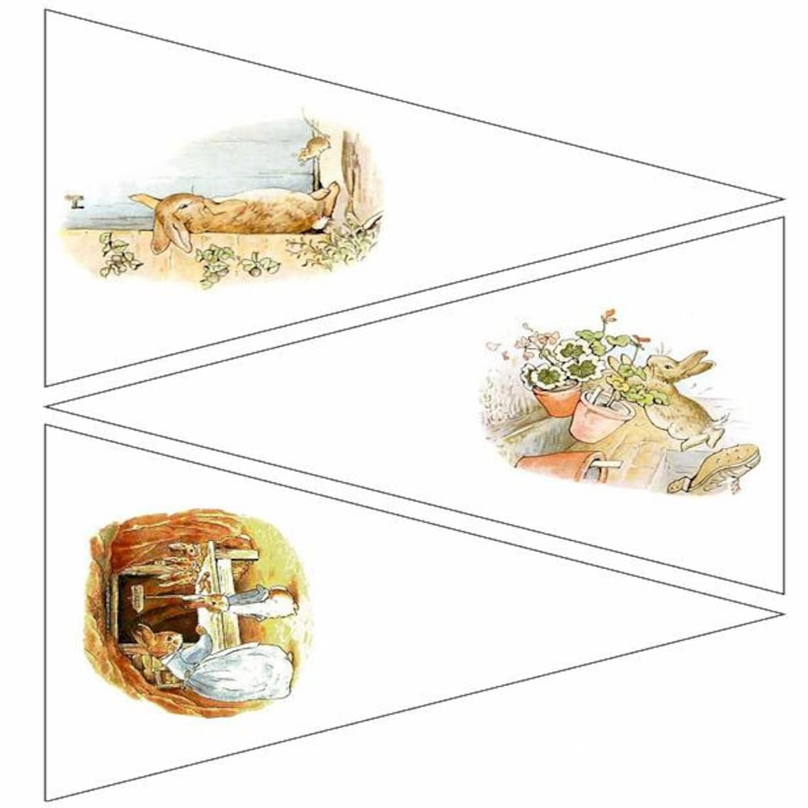 Peter Rabbit Printable Bunting Template 5 Pages, 15 Images, Digital ...