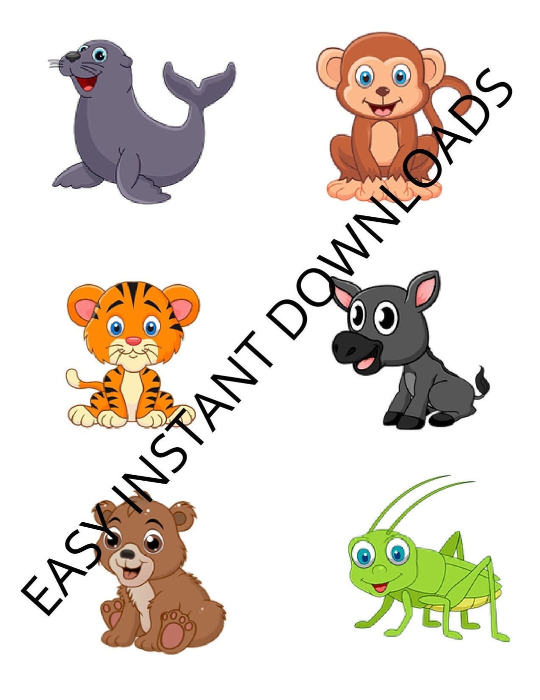 Coloring-in Printable Jigsaw Puzzles for Children. 6 Different Animal ...