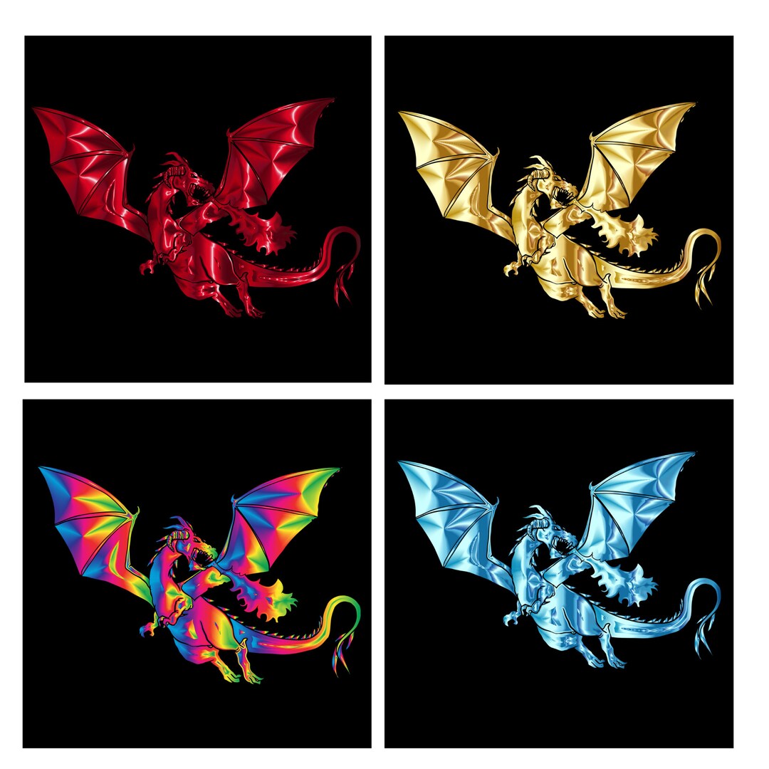 Dragon - FOUR Cross Stitch Patterns + Matching Prints ,digital Files ...