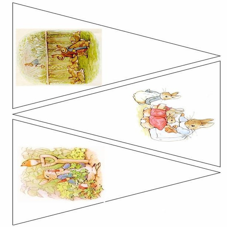 Peter Rabbit Printable Bunting Template 5 Pages, 15 Images, Digital ...