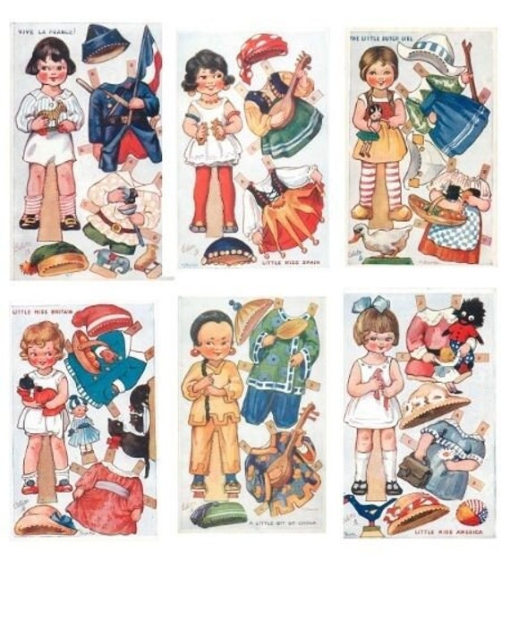 Vintage Printable Paper Dolls From Around the World in - Etsy