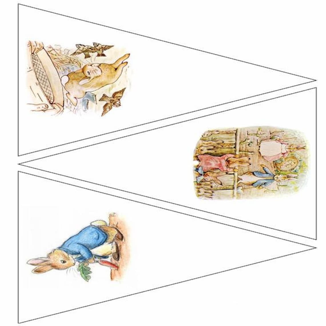 Peter Rabbit Printable Bunting Template 5 Pages, 15 Images, Digital ...