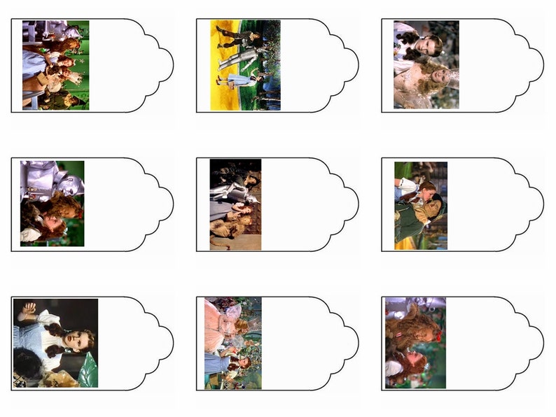 Gift Tags Featuring the Wizard of Oz. Two Sheets of 9 Coloured Pictures ...