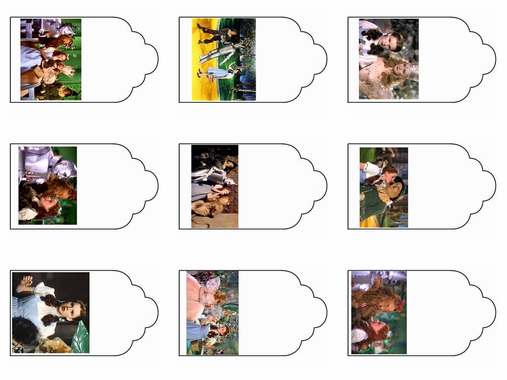 Gift Tags Featuring the Wizard of Oz. Two Sheets of 9 Coloured Pictures ...